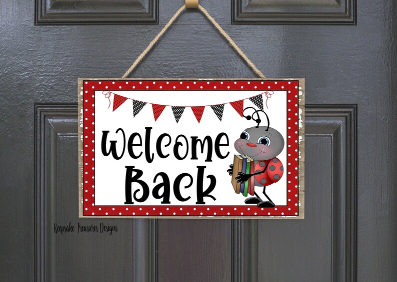 Welcome Back, School Ladybug, Door Hanger Template, Sublimation Design ...