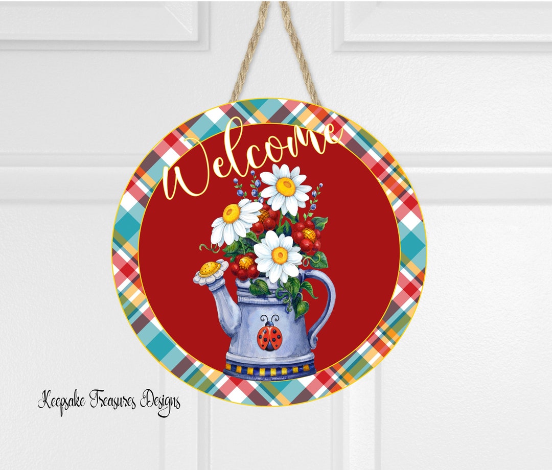 Spring, Welcome, Daisy Water Can, Door Hanger Template, Farm Life ...