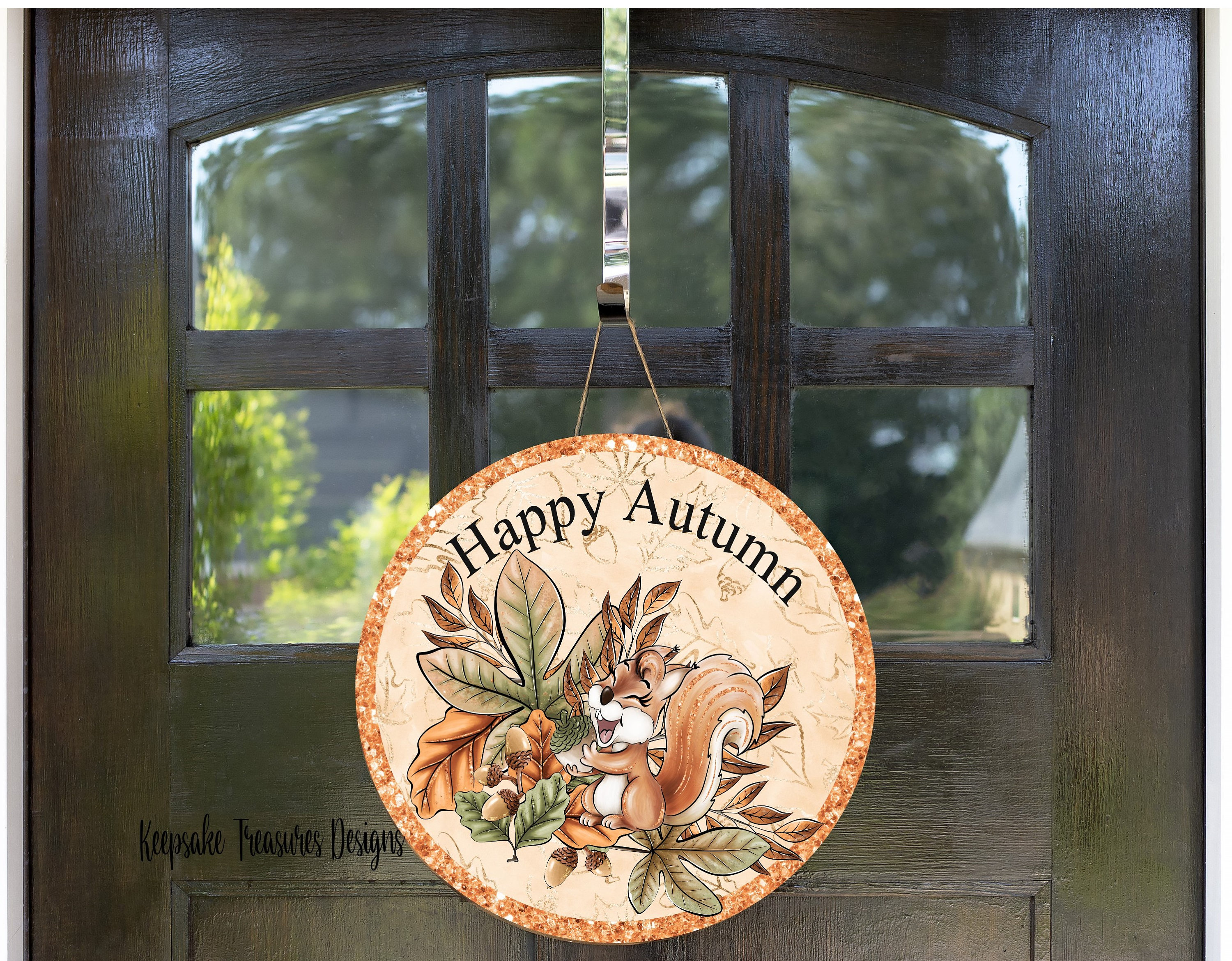 Happy Autumn Fall Squirrel Door Hanger Template | Etsy