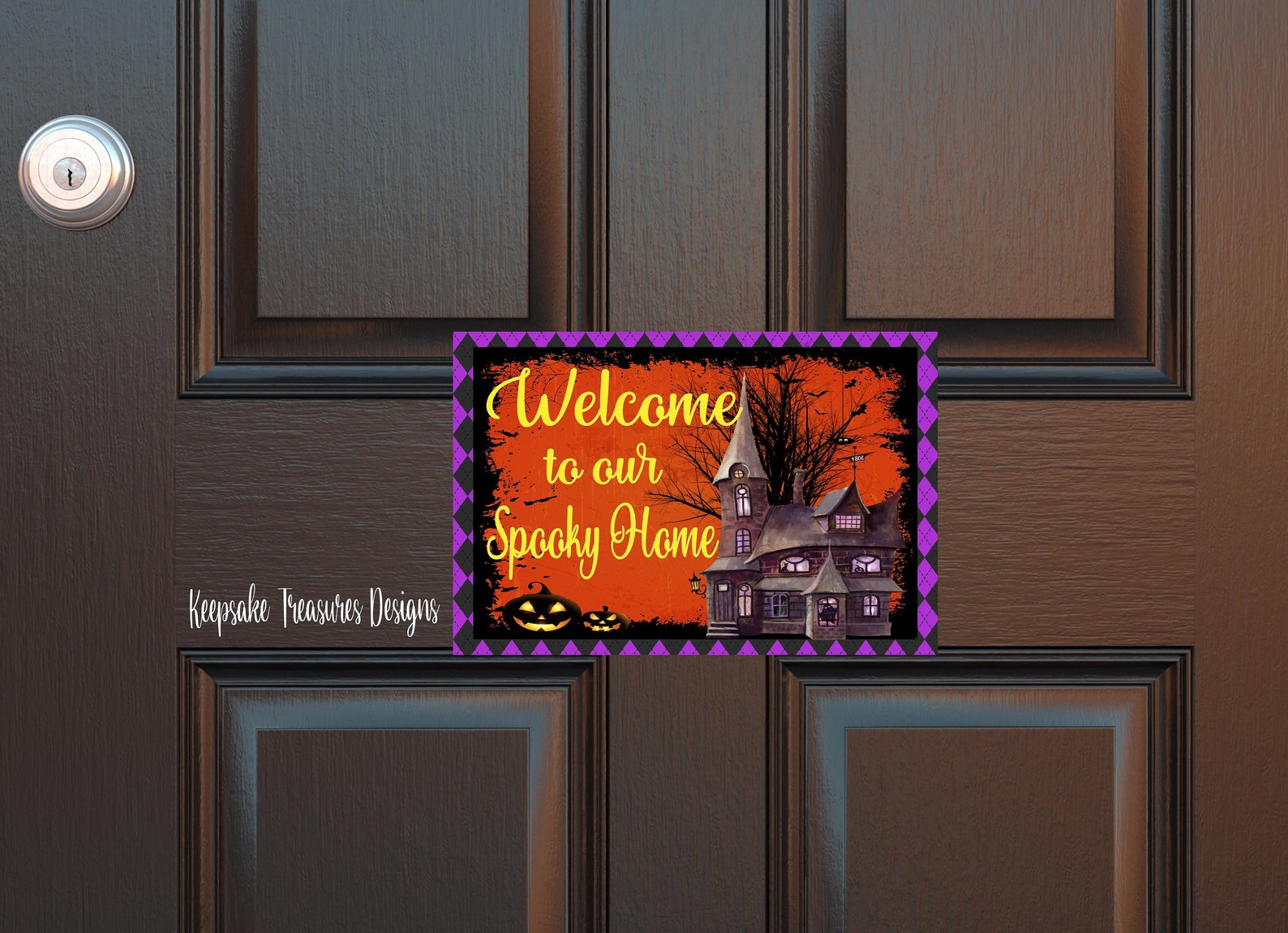 Welcome to Our Spooky Home Halloween Door Hanger Template - Etsy