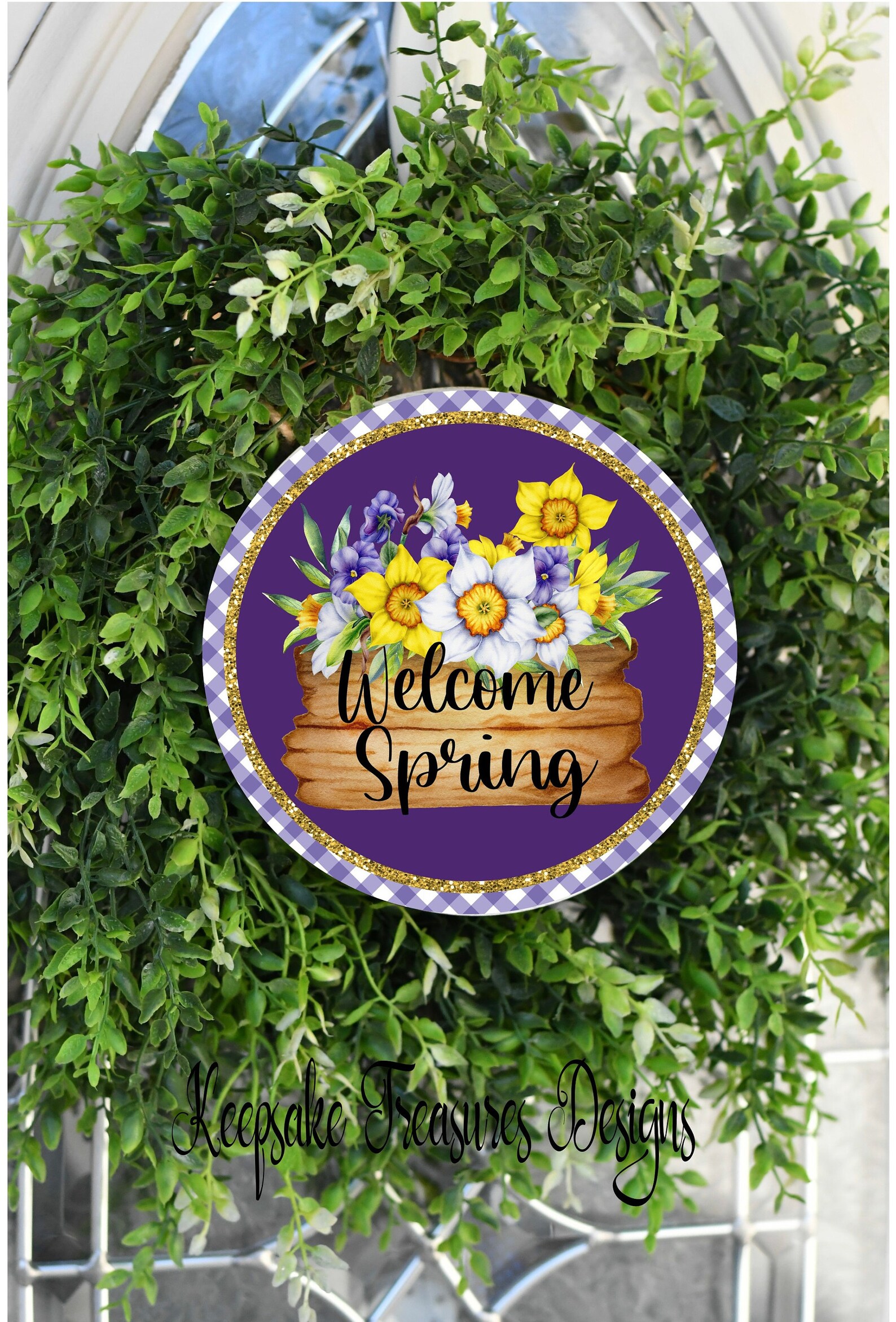 Welcome Spring Daffodil Wooden Panel Door Hanger Template - Etsy