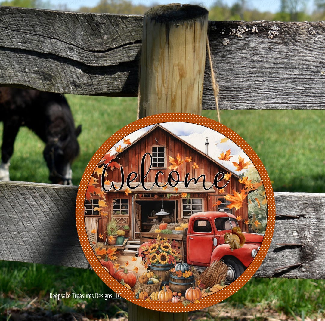 Welcome Country Fall Wreath Attachment, Sublimation PNG, Rustic Country ...