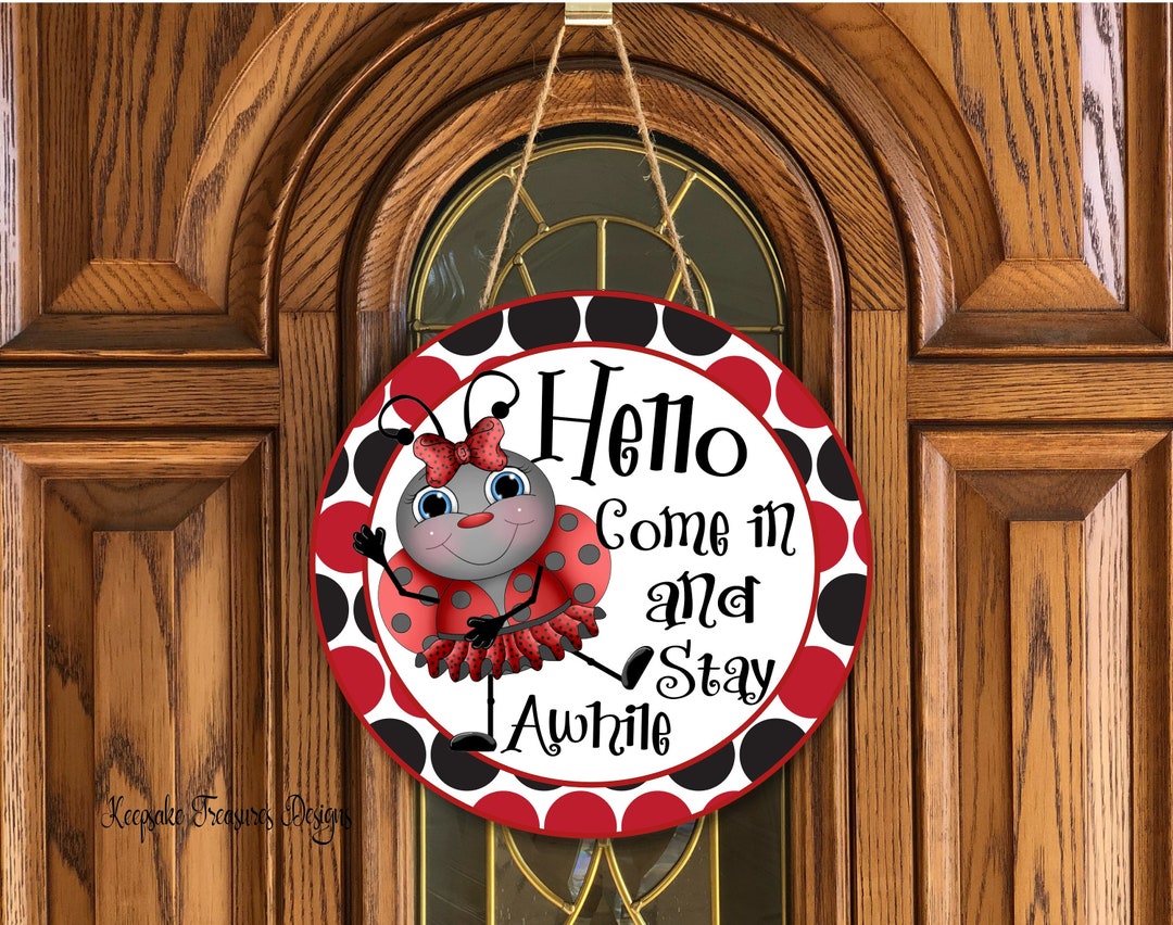 Ladybug Door Hanger Template: Polka Dot Sublimation Design (PNG Digital ...