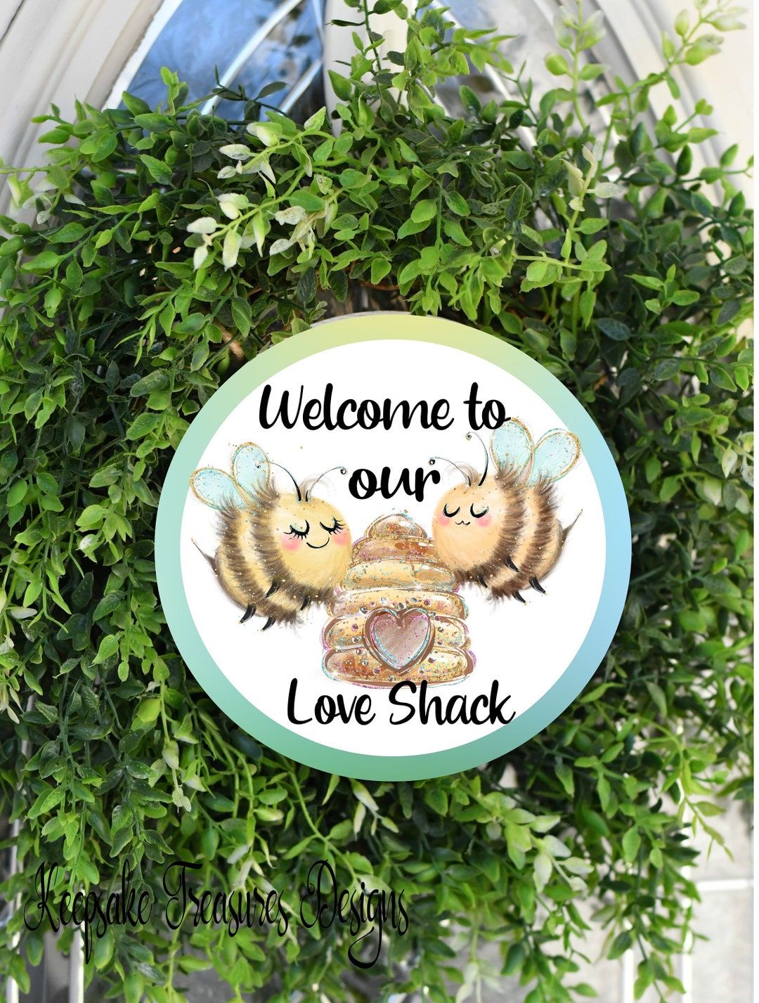 Welcome to Our Love Shack, Pastel Bees, Door Hanger Template ...