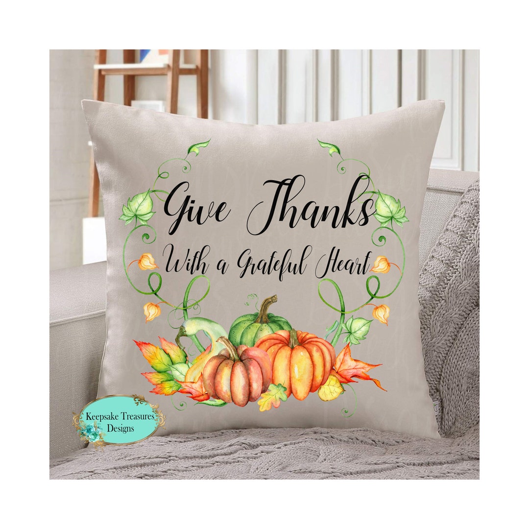 Give Thanks With A Grateful Heart, Fall Pumpkins, PNG Sublimation ...