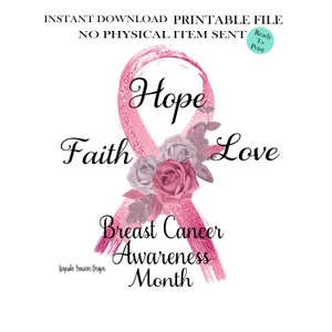 Breast Cancer Awareness Month, Faith Hope Love, Sublimation Design ...