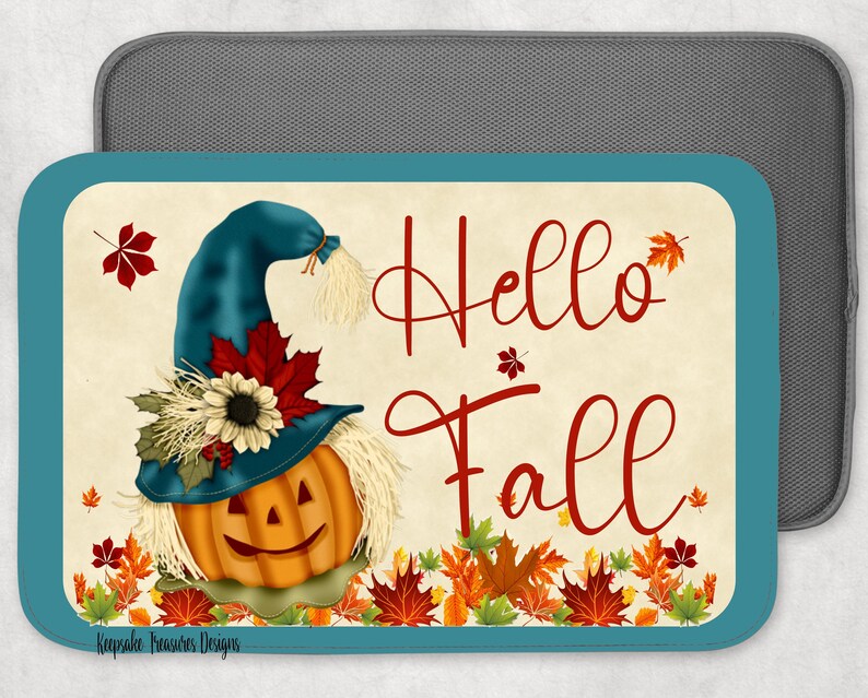 Hello Fall Scarecrow Pumpkin Place Mat Template | Etsy