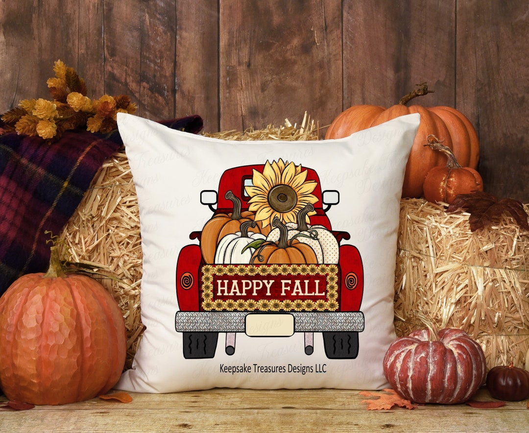Rustic Red Truck Fall PNG: Pumpkin & Sunflower Design (digital Download ...