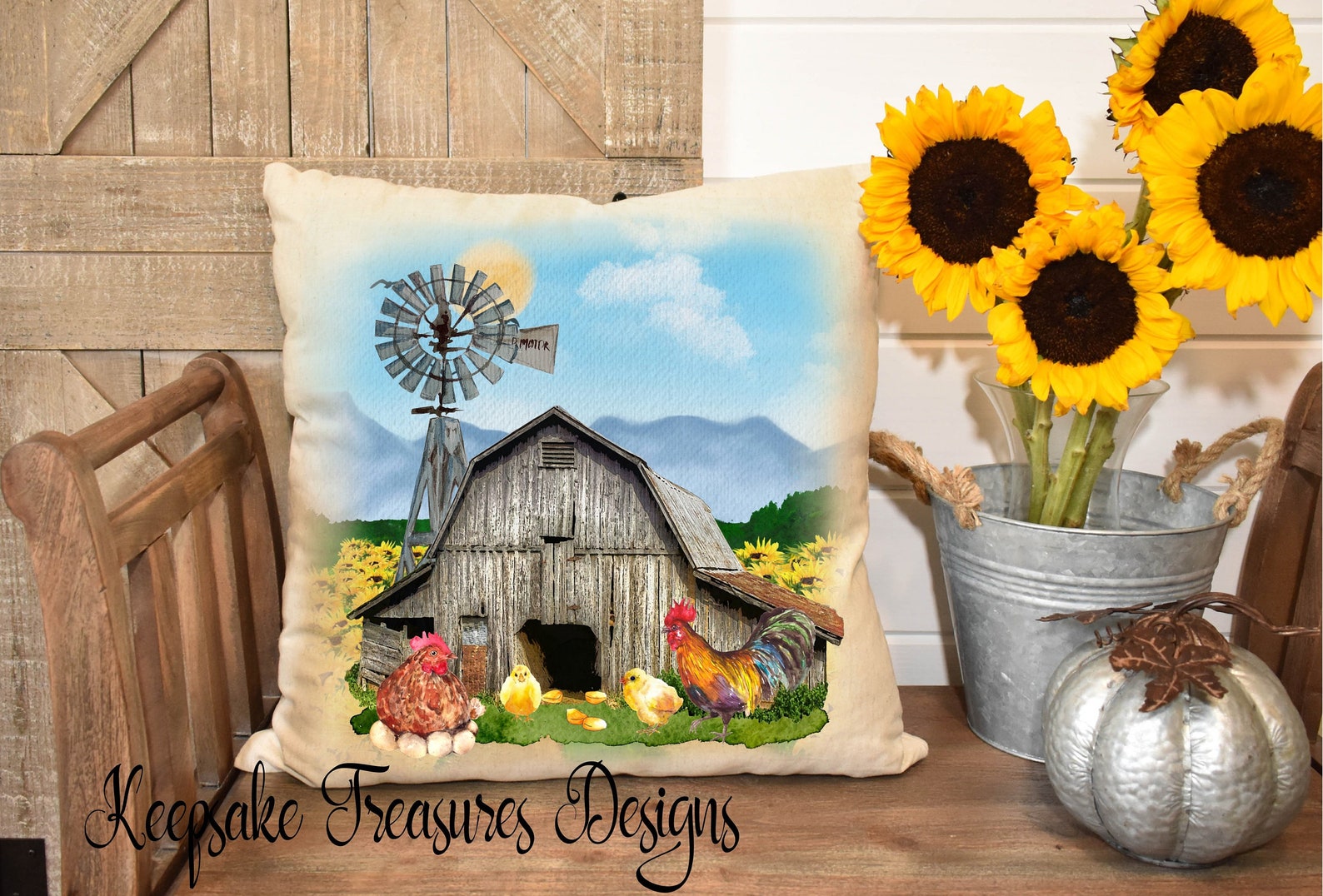 Rustic Barn Sunflowers Sublimation Design Farm Chickens - Etsy
