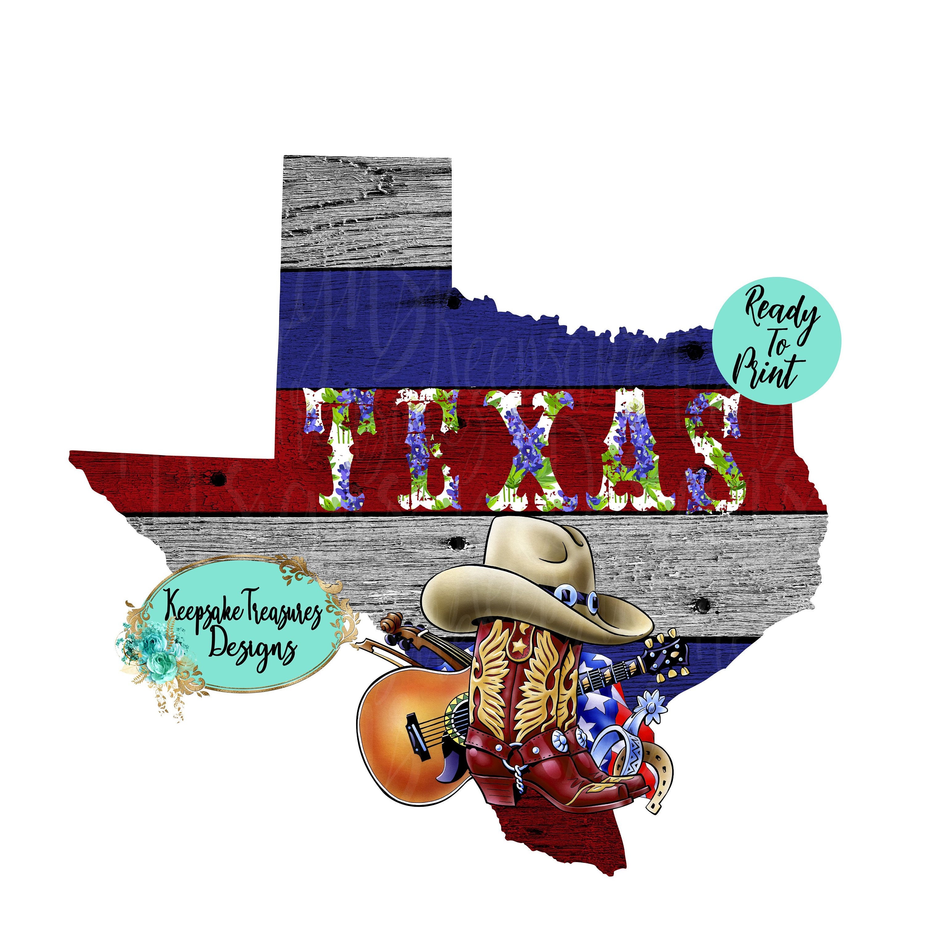 State of Texas Texas Bluebonnets Sublimation Design | Etsy