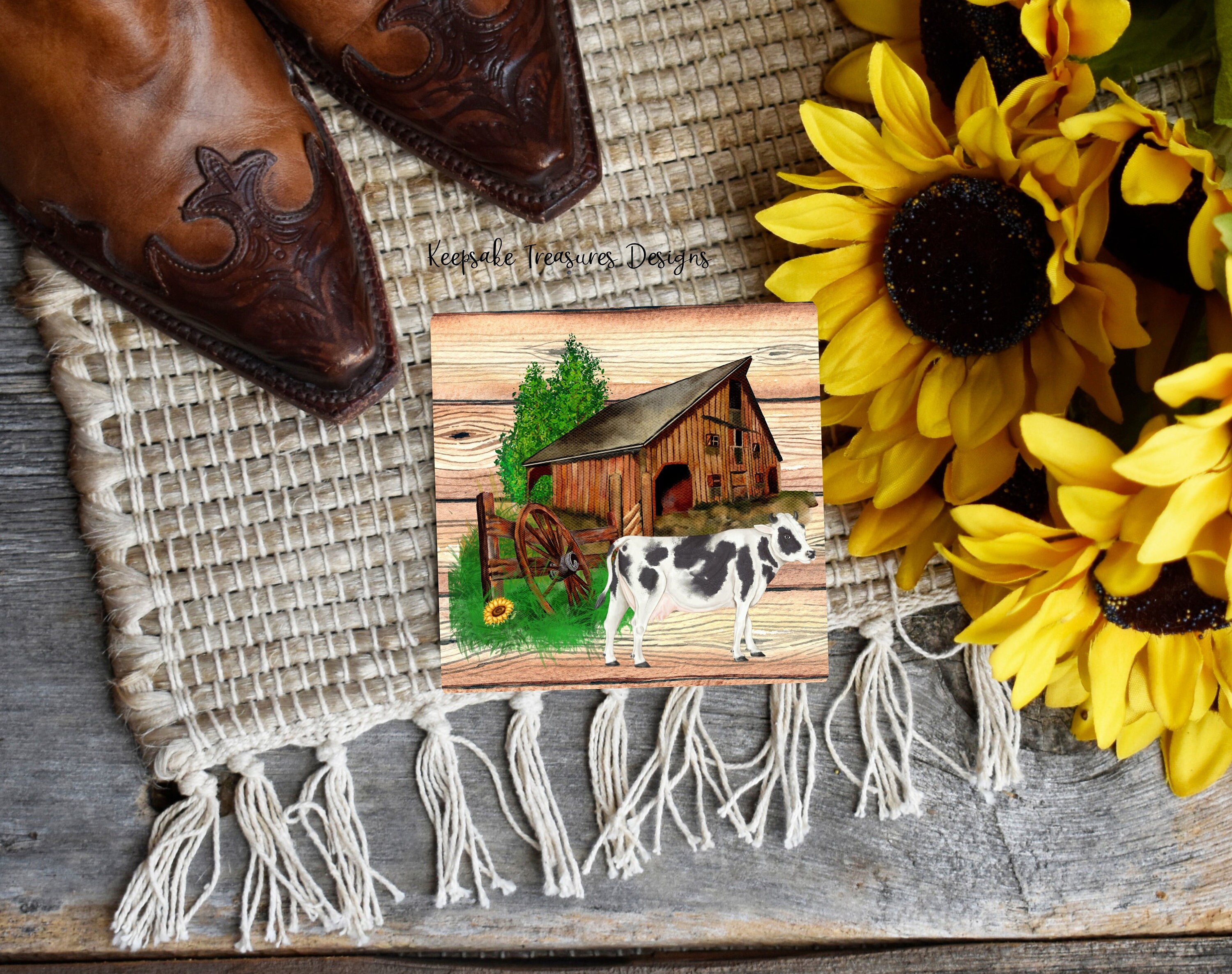 Farm Life Coaster Template Country Sublimation Design - Etsy