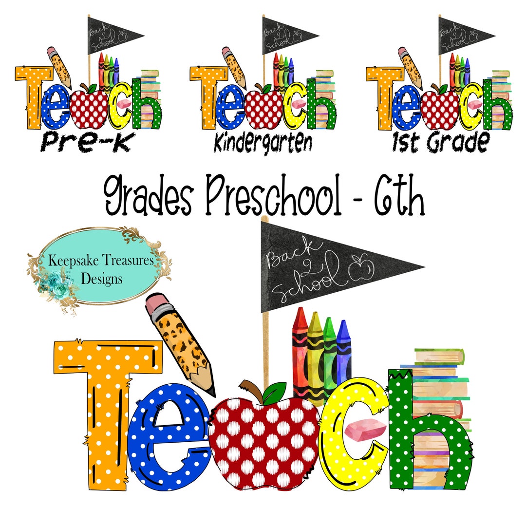 Back to School, Teach, Doodle Letters, Sublimation Design, Digital ...