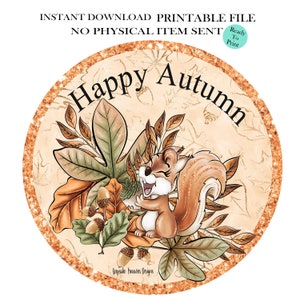 Happy Autumn, Fall Squirrel, Door Hanger Template, Sublimation Design ...