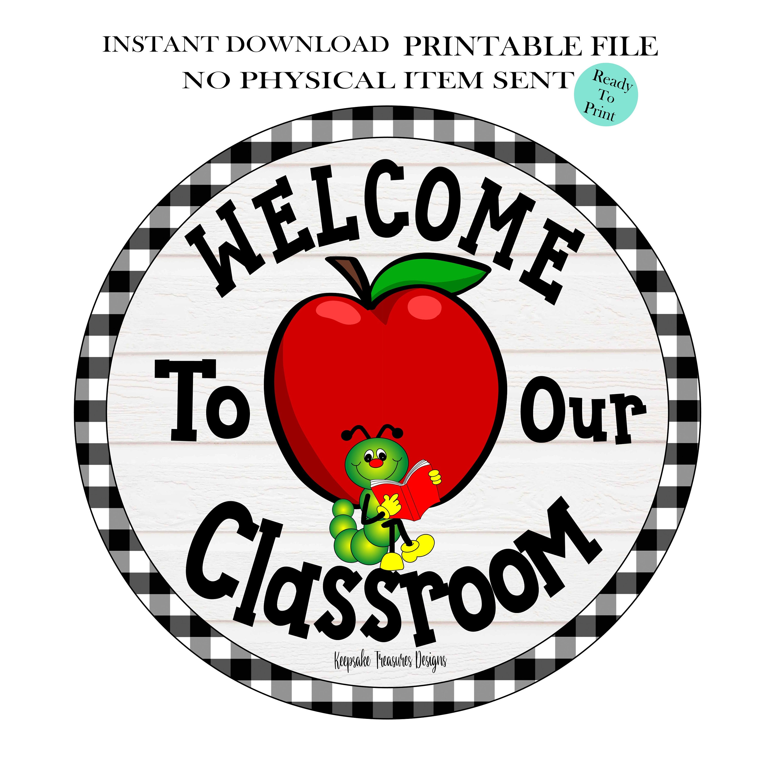 Welcome to Our Classroom PNG, Door Hanger Sublimation, Bookworm Teacher ...