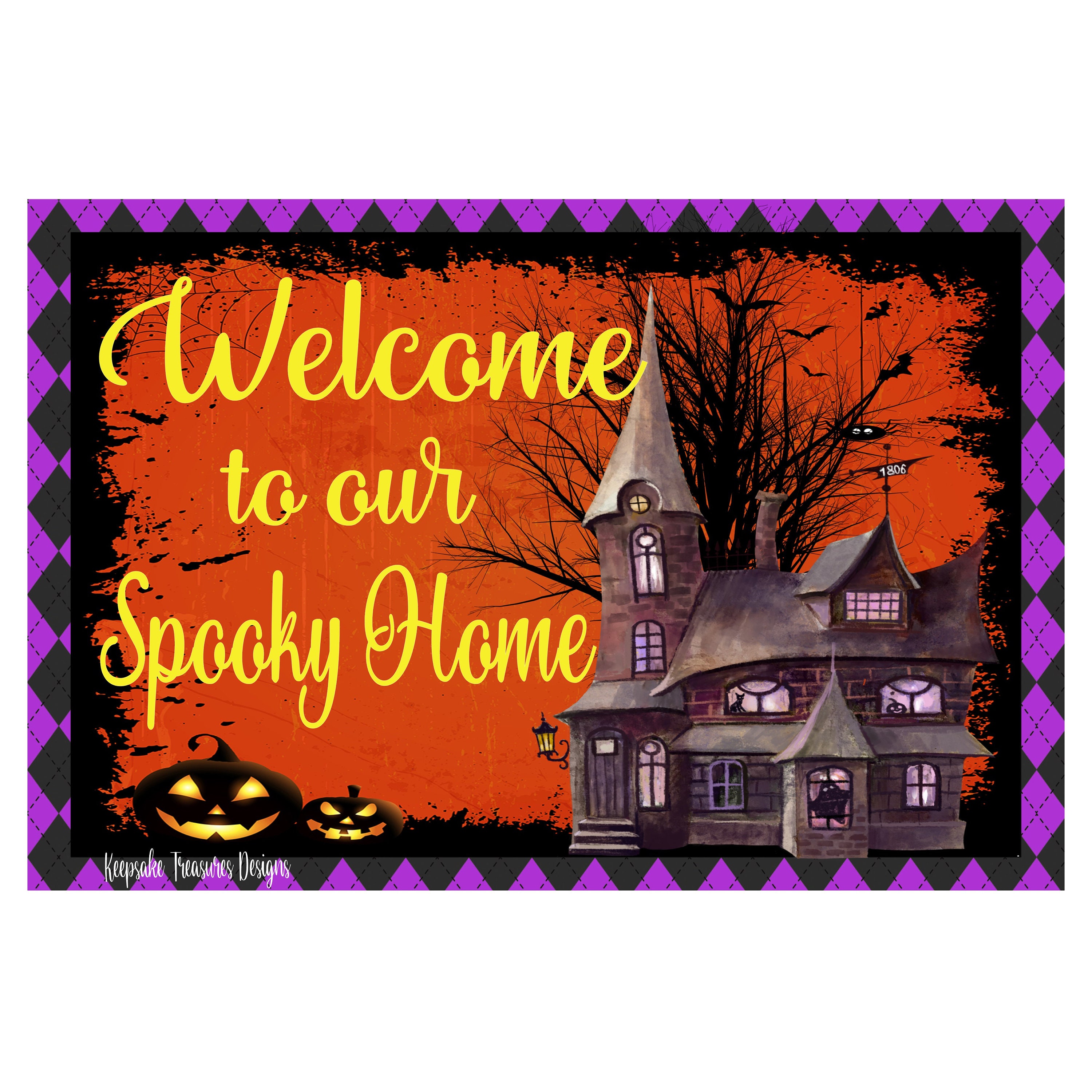 Welcome to Our Spooky Home Halloween Door Hanger Template - Etsy