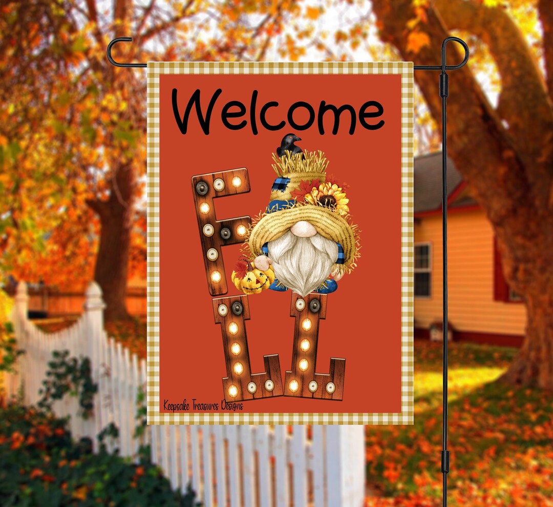 Welcome Fall Scarecrow, Gnome, Marquee Letters, Yard Flag Template ...