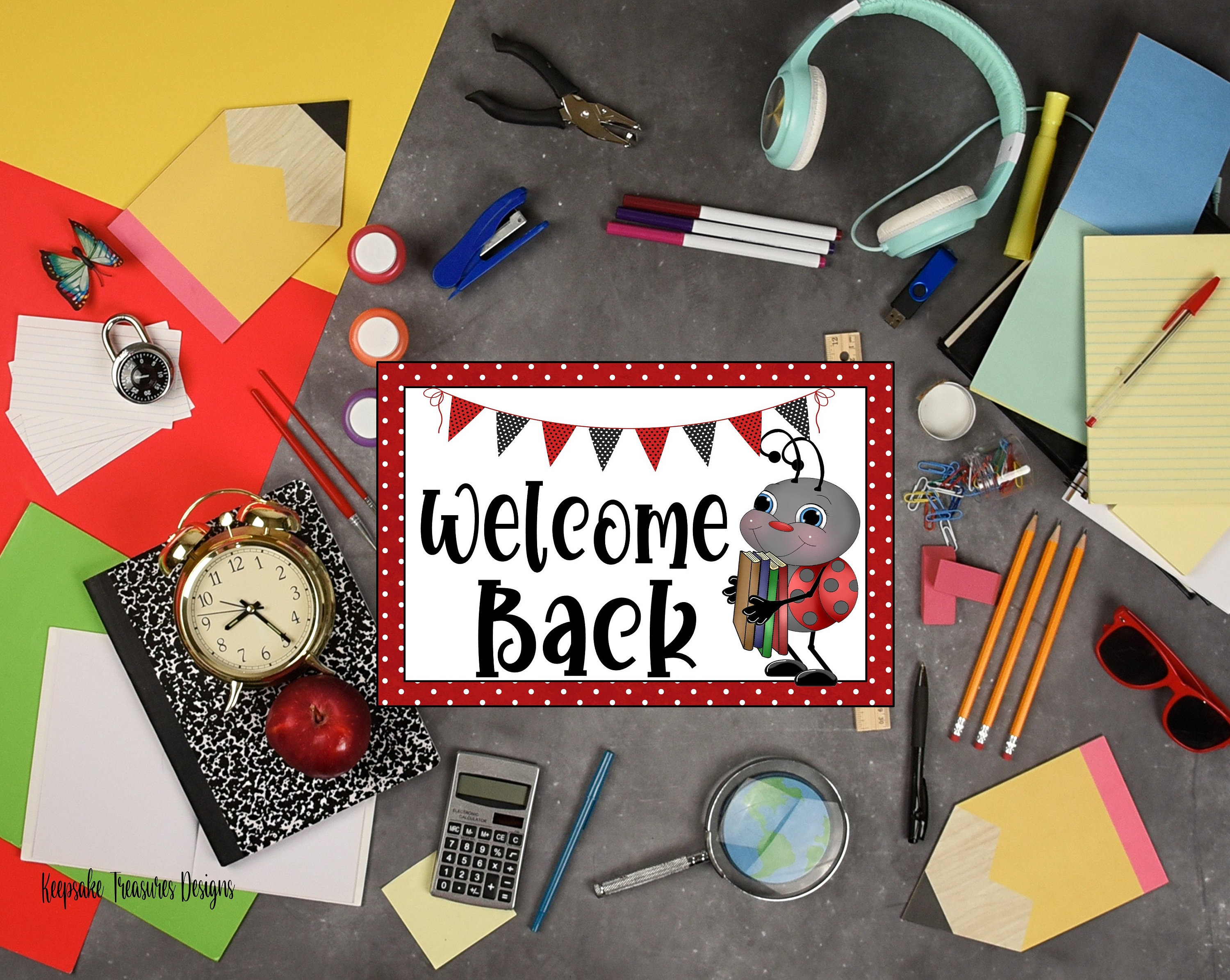 Welcome Back, School Ladybug, Door Hanger Template, Sublimation Design ...