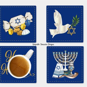 Happy Hanukkah, Coasters, Chanukah, Sublimation Design, Digital ...