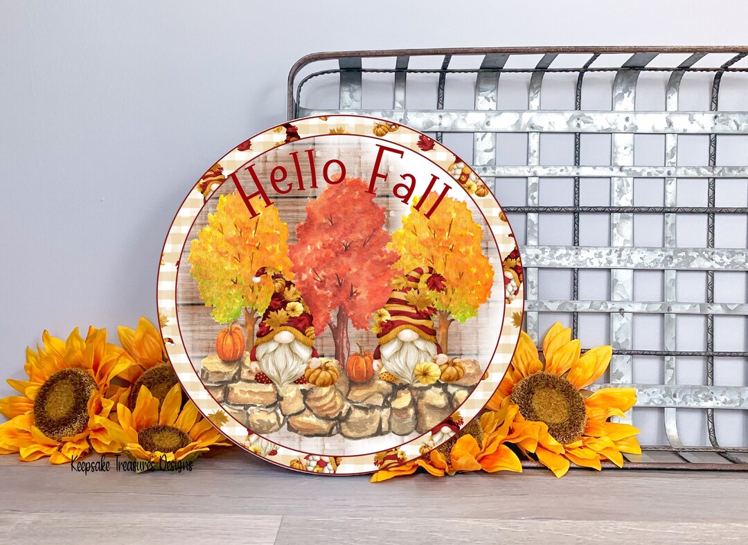 Hello Fall, Gnome, Door Hanger Template, Sublimation Design, PNG ...