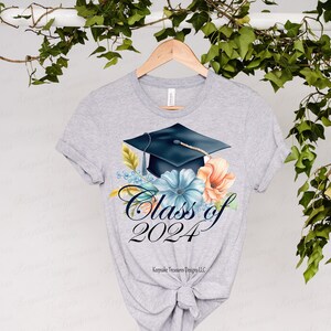 Class of 2024 Graduation Cap With Flowers, Senior 2024 PNG Sublimation ...