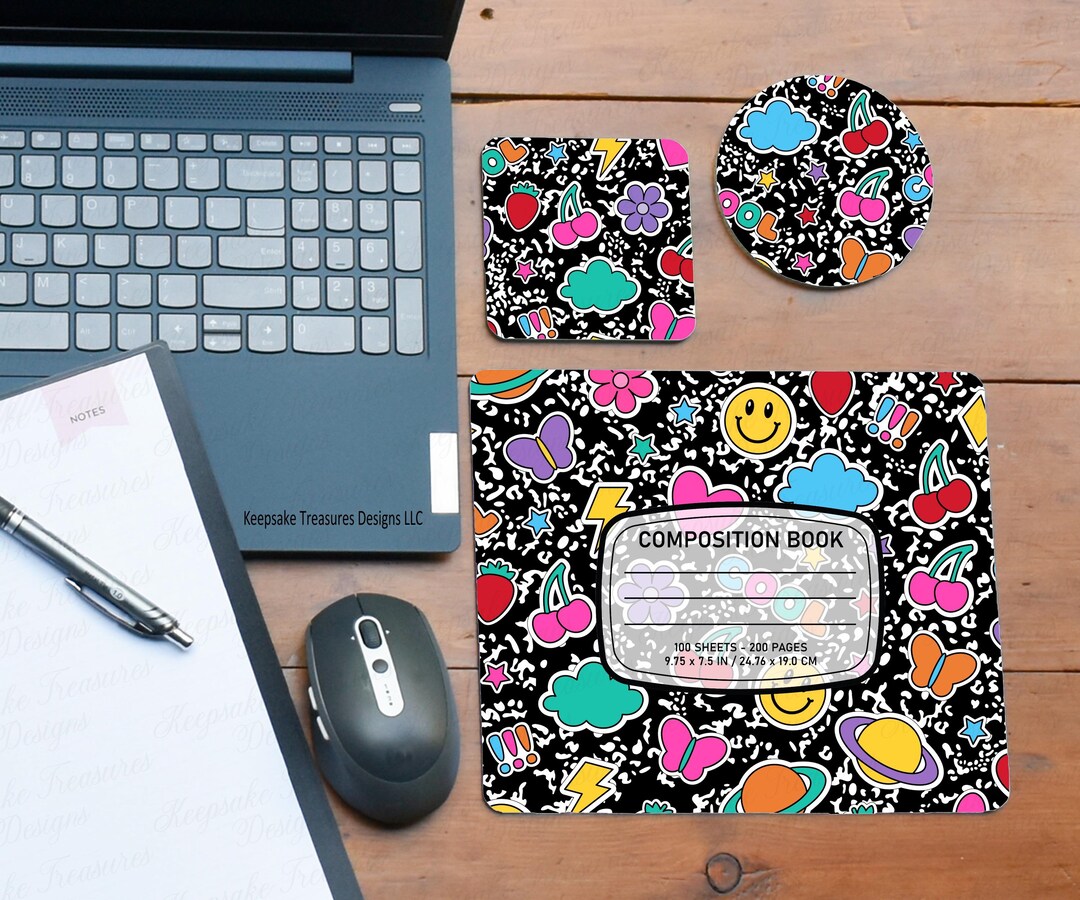 Teacher Mouse Pad & Coaster Set: Composition Book Design (sublimation ...