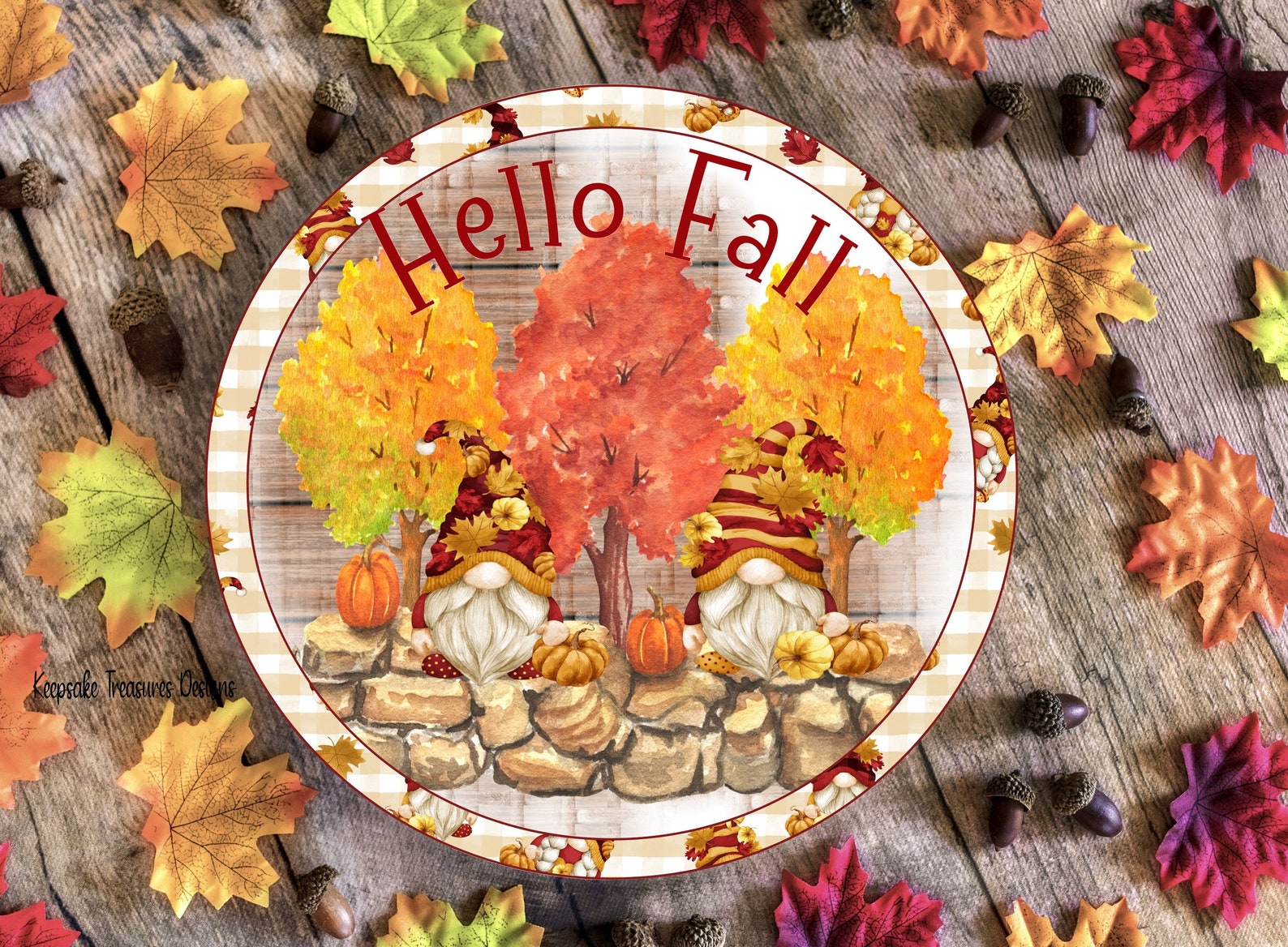 Hello Fall Gnome Door Hanger Template Sublimation Design - Etsy