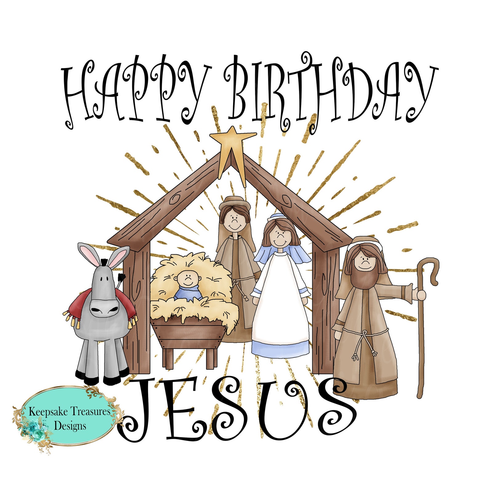 Happy Birthday Jesus Christmas Nativity Scene - Etsy