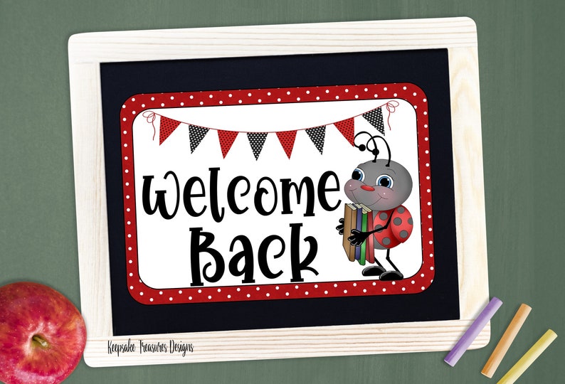 Welcome Back 2 School Ladybug Door Hanger Template - Etsy