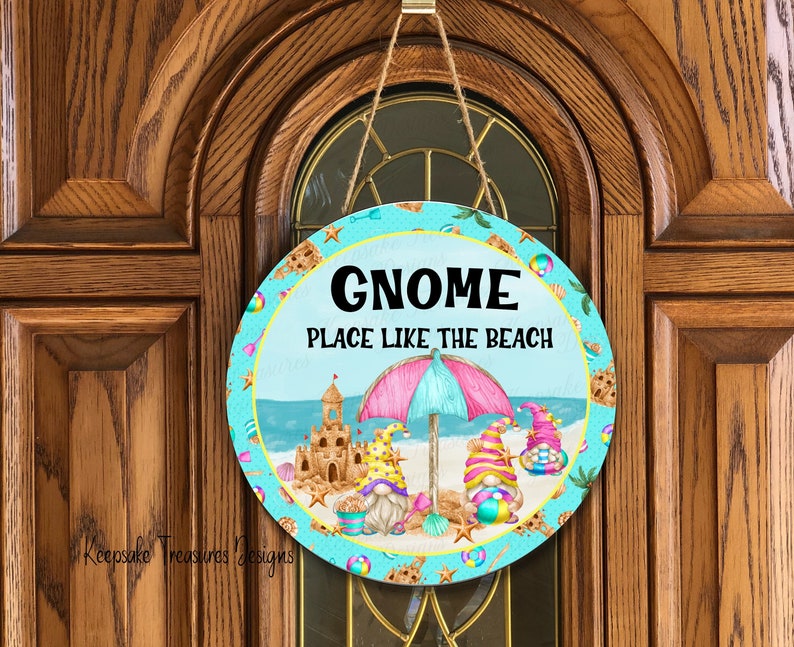 Summer Gnome Beach Door Hanger Template Beach Gnomes | Etsy