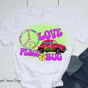 Peace Love Bug, Retro, Shirt Design, PNG Sublimation Design, Instant ...