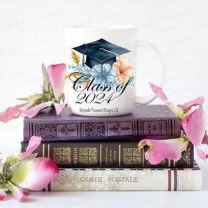 Class of 2024 Graduation Cap With Flowers, Senior 2024 PNG Sublimation ...