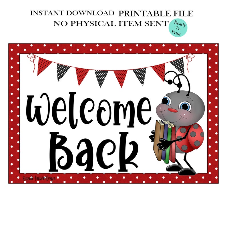 Welcome Back School Ladybug Door Hanger Template | Etsy