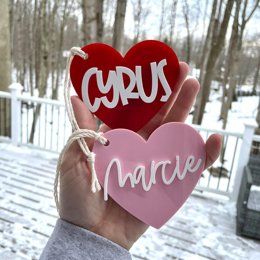 Personalized Valentine Heart Bag Tag | Custom Acrylic Gift Tag for ...