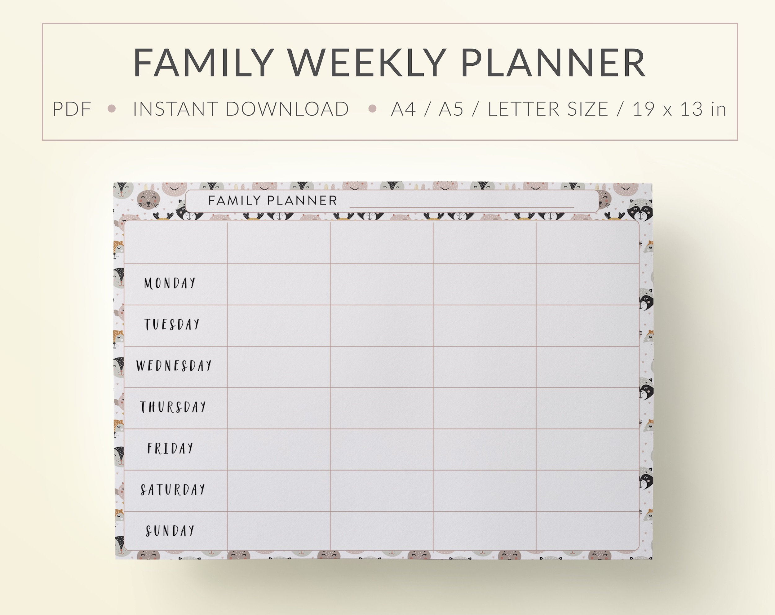 Printable Weekly Family Calendar