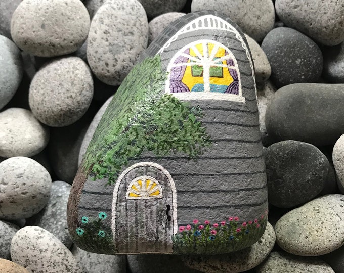 Hand Painted House, Painted Rock House, Stone Art, Rock Art, Home ...