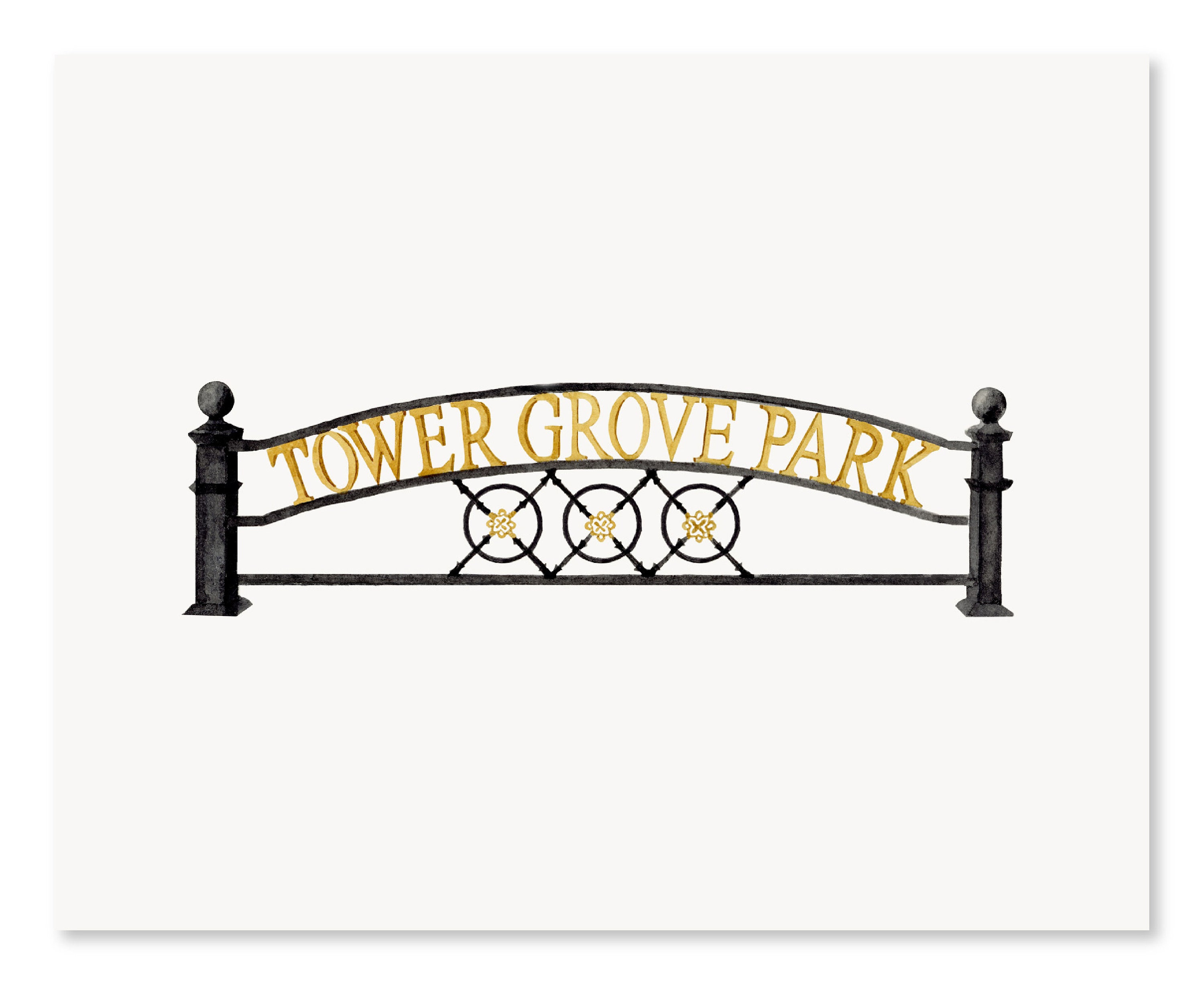 Tower Grove Park Gate Sign Art Print: Watercolor St. Louis Landmark - Etsy