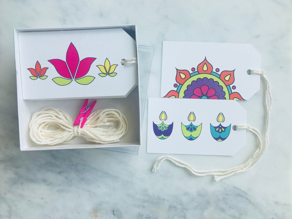Diwali Gift Tags Deepawali Indian Gift Tags and Twine - Etsy