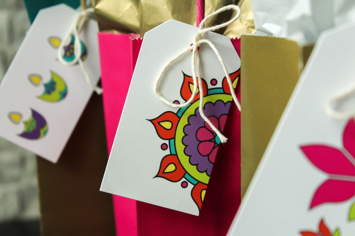 Diwali Gift Tags Deepawali Indian Gift Tags and Twine | Etsy
