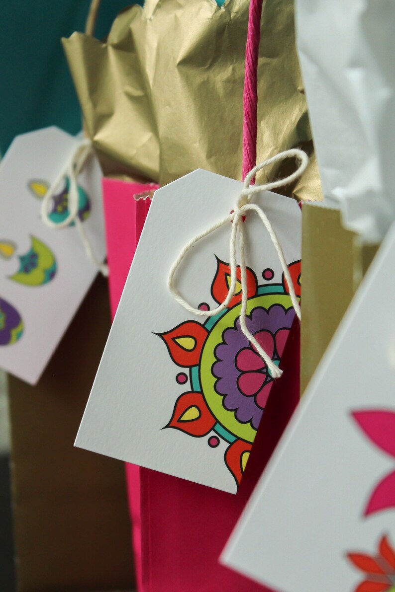 Diwali Gift Tags Deepawali Indian Gift Tags and Twine - Etsy