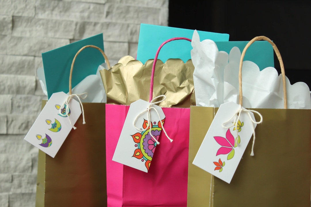 Diwali Gift Tags, Deepawali, Indian Gift Tags and Twine Diwali Party ...
