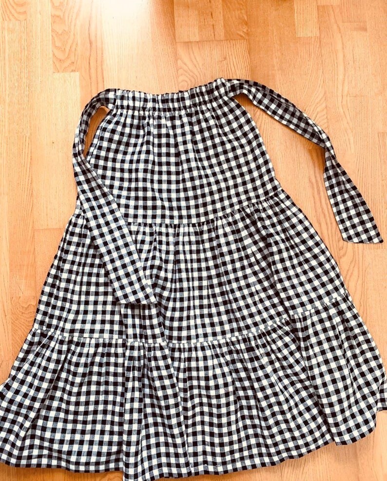 Maple Black Linen Check Slip Skirt Black Linen Check Midi | Etsy