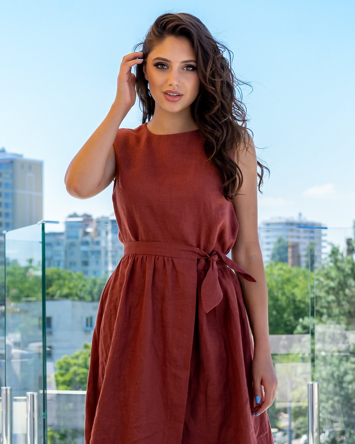 Linen Top/terracotta Linen Top/linen Blouse Summer Linen Top | Etsy