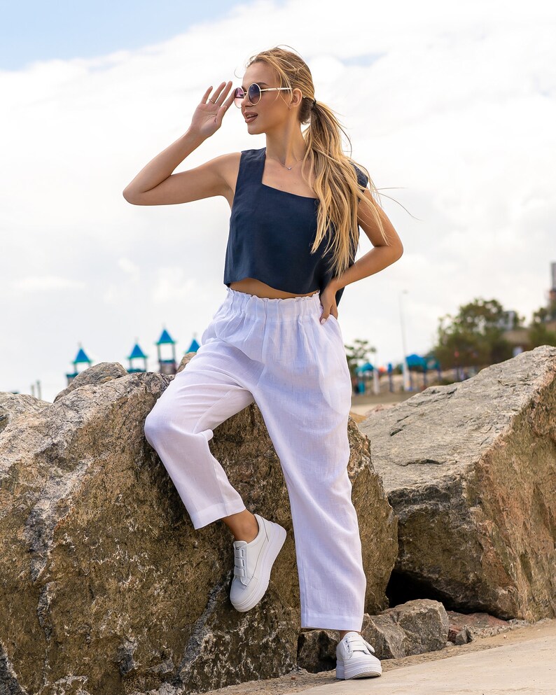 Linen Pants for Women White Linen Pants High Waisted Linen - Etsy