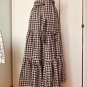 Maple Black Linen Check Slip Skirt Black Linen Check Midi Skirt Spring ...