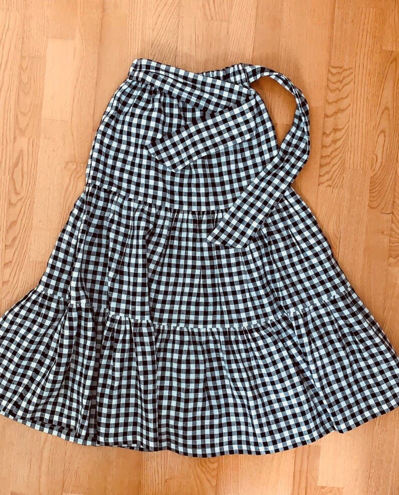 Maple Black Linen Check Slip Skirt Black Linen Check Midi | Etsy