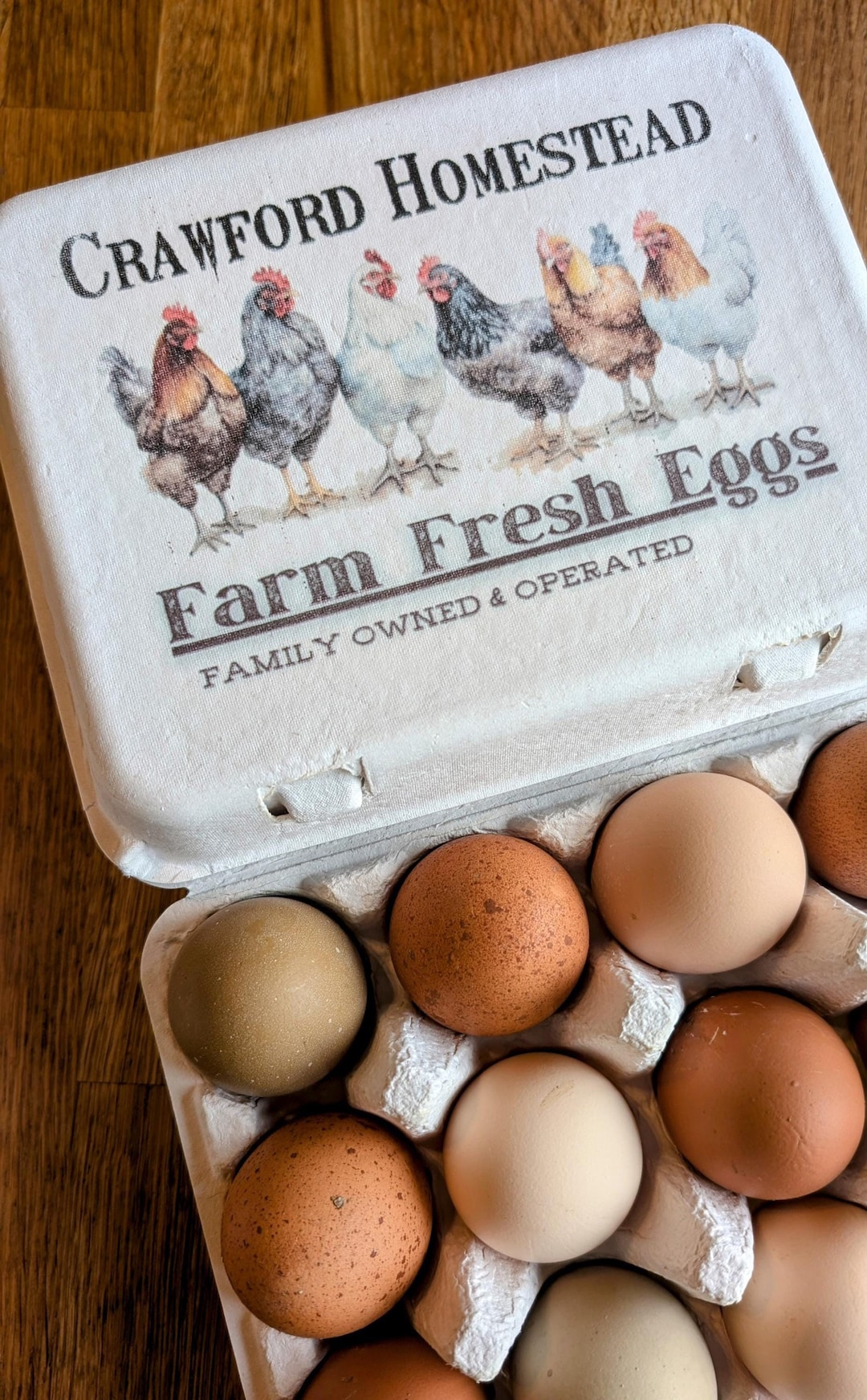 Personalized Vintage Farmhouse Egg Cartons, Color Printed, 6 or 12 Cell ...