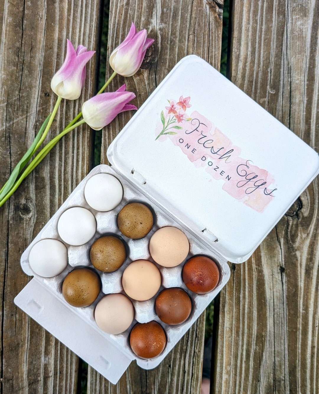 Egg Cartons, COLOR Printed Design, Vintage Shaped - Full Dozen Carton ...