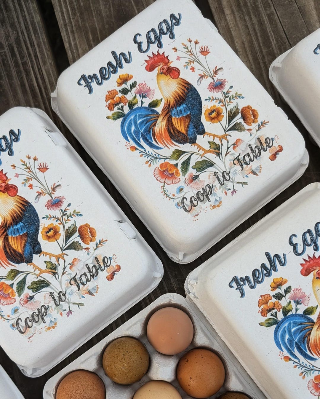 Color Printed Egg Cartons, Coop to Table Design, Full Dozen - Etsy