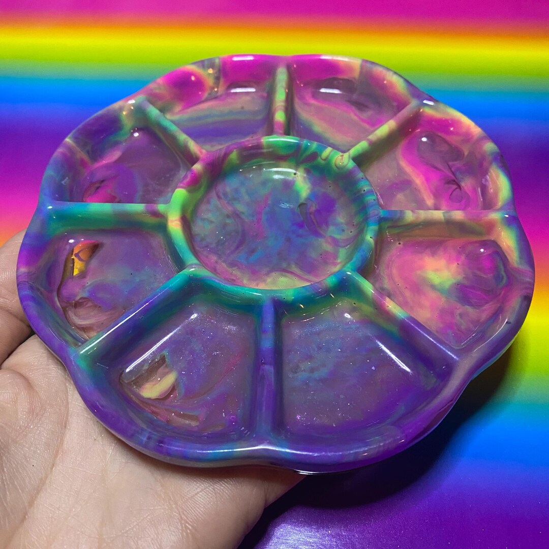Rainbow Nebula Flower Resin Catchall - Etsy