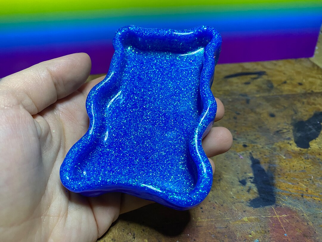 Wonky Blue/teal Gummy Bear Glow in the Dark Resin Dish - Etsy